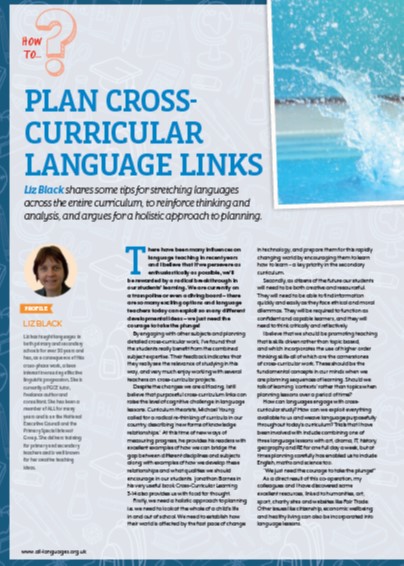 How to... plan cross-curricular language links - Association for ...